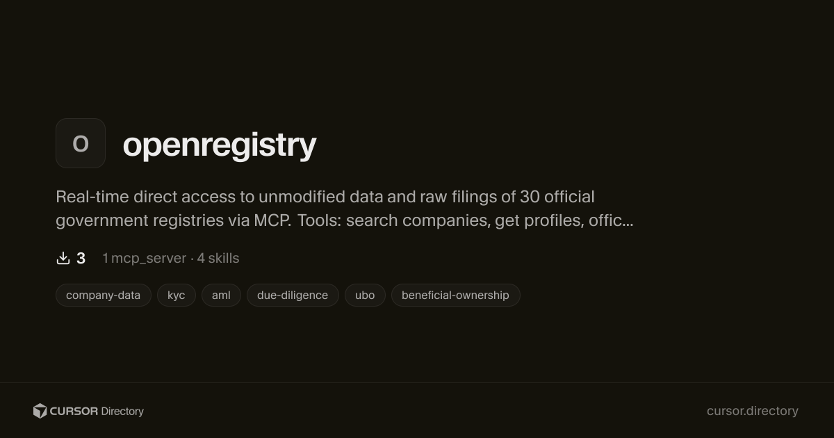 openregistry | Cursor Directory | Cursor Directory